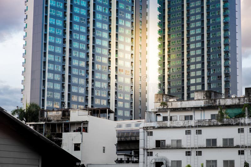 Modern Condominium , Apartment Building with Blue Sky Background Stock ...