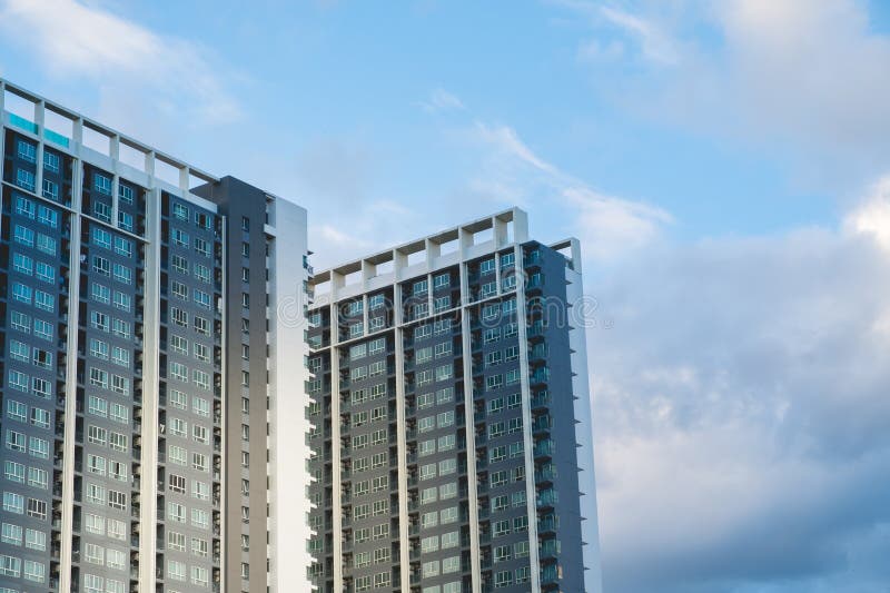 Modern Condominium , Apartment Building with Blue Sky Background Stock ...