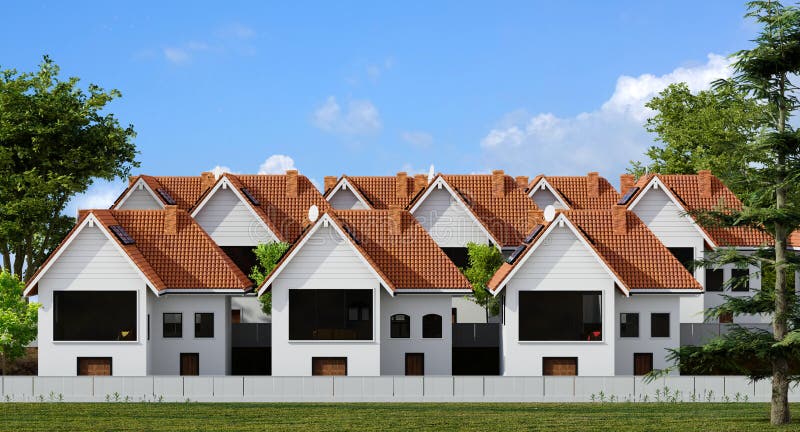 Modern Condominium House Constructions in Green Neighborhood. Stock ...