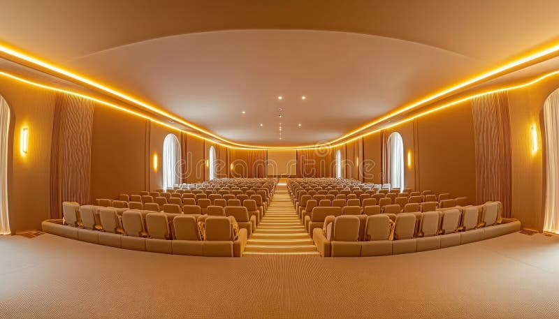 Modern Conference Hall with Comfortable Seating and Warm Lighting Stock ...