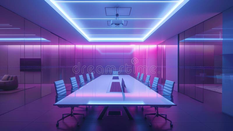 A Modern Conference Room with Ambient LED Lighting Stock Illustration ...