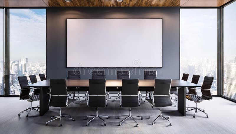 Modern Conference Room with a Blank Poster for Advertising or Display ...