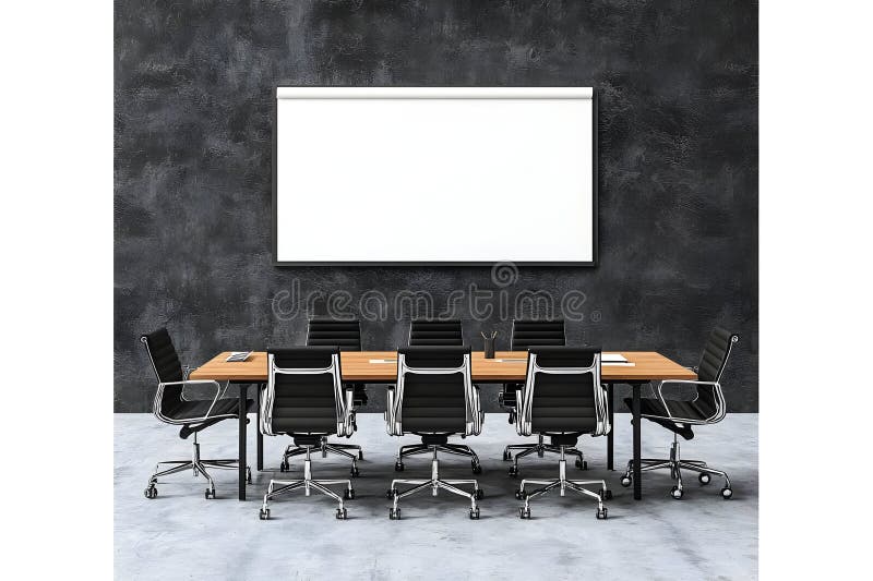 Modern Conference Room with Blank Whiteboard Stock Illustration ...