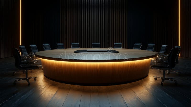 A Modern Conference Room with a Circular Table for Collaboration and ...