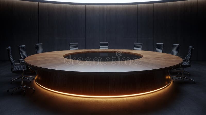 A Modern Conference Room with a Circular Table for Collaboration and ...