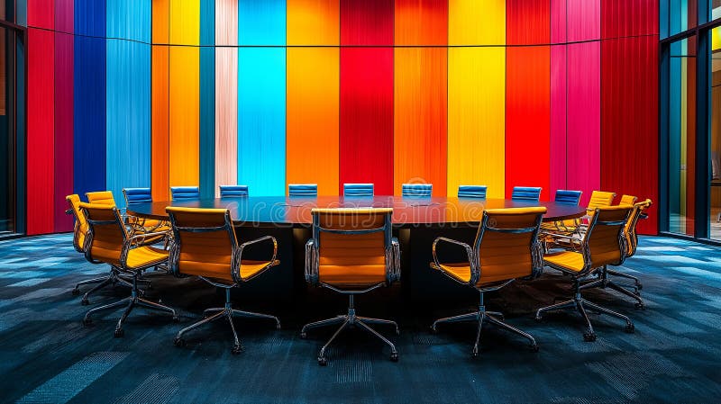 A Modern Conference Room with a Circular Table for Collaboration and ...