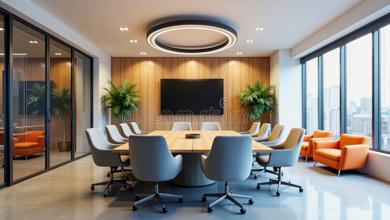 Modern Conference Room for Collaborative Discussions Stock Illustration ...