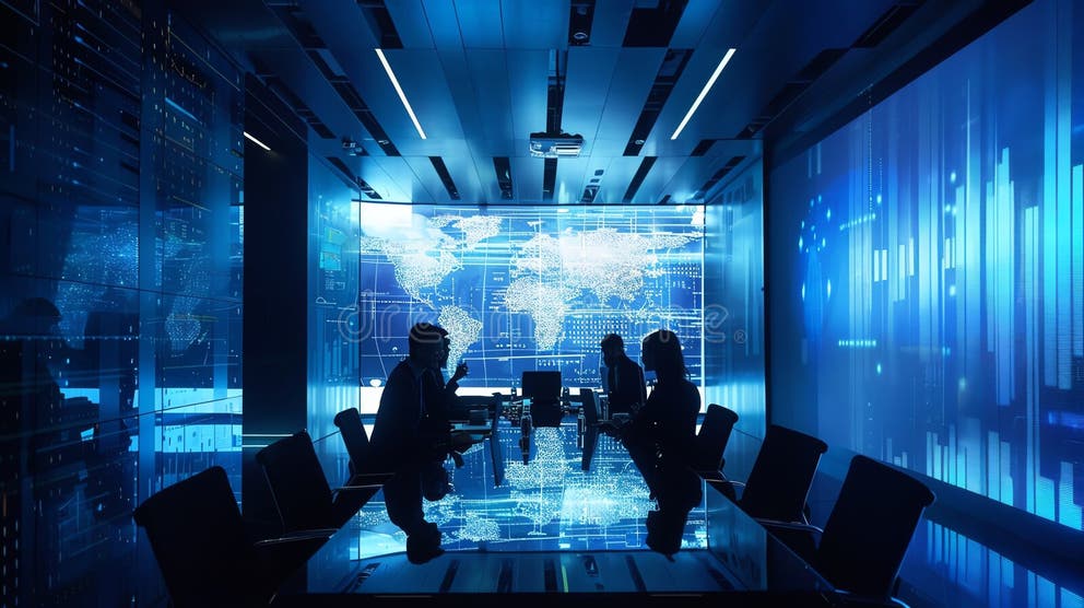 Modern Conference Room with Data Visuals Stock Photo - Image of ...