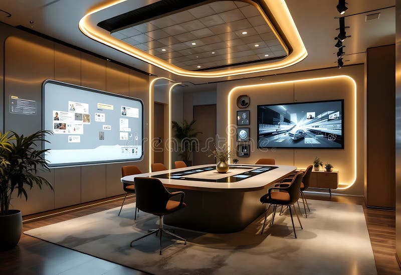 Modern Conference Room Design with Interactive Displays Stock ...