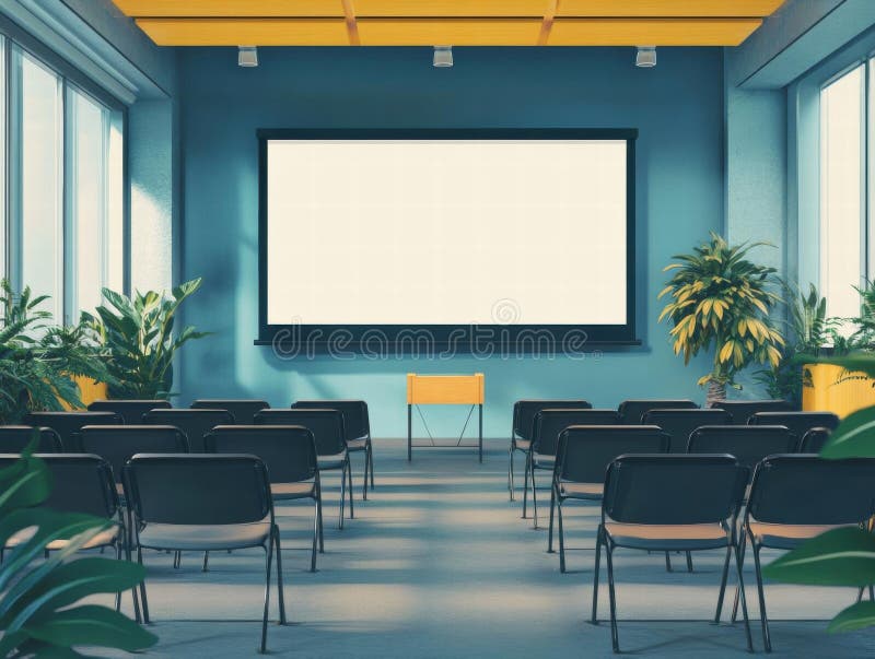 Modern Conference Room Design, a Presentation Space with Blank Screen ...