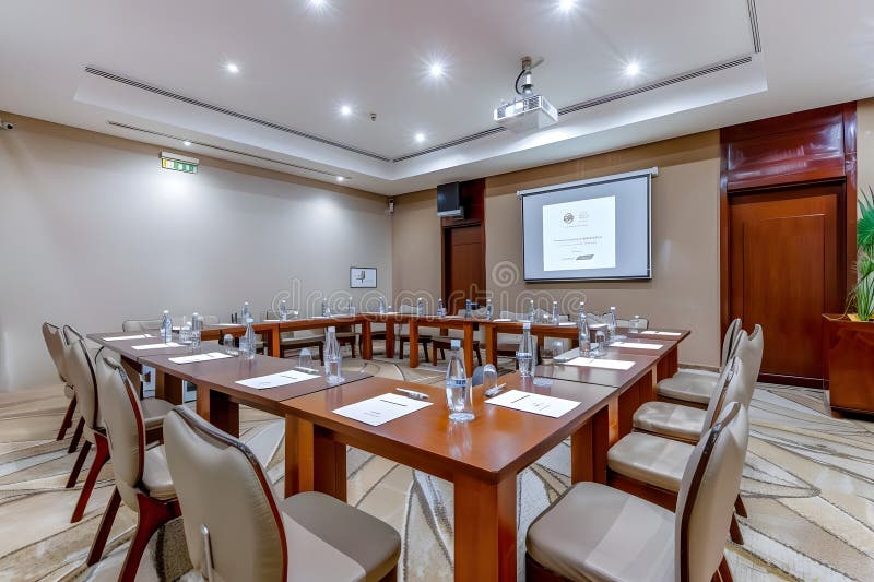 Modern Conference Room Design, U-Shaped Table Arrangement with ...