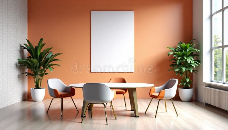 Contemporary Conference Room Design with White Chairs, and Presentation ...