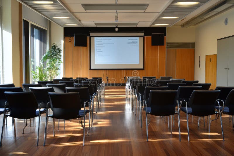 Modern Conference Room Empty Chairs Wooden Floor Presentation Hall Rows ...