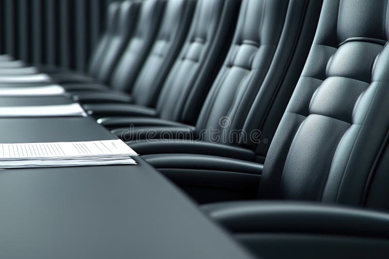 Modern Conference Room with Empty Executive Chairs and Documents on ...