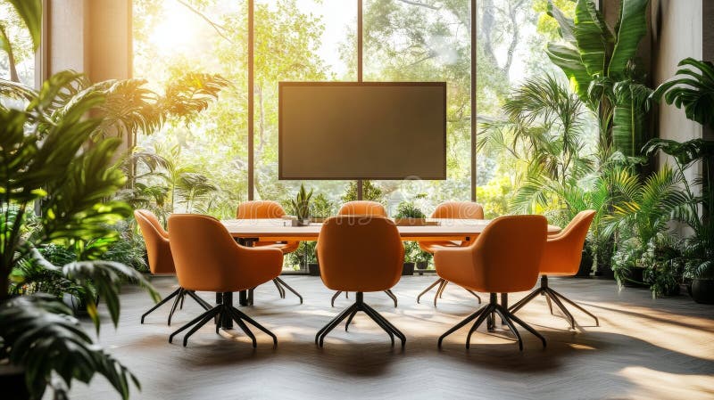 This Modern Conference Room is Equipped with a Large Screen, Features ...