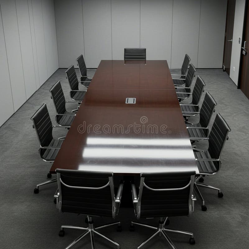Modern Conference Room Featuring a Long, Rectangular Wooden Table ...