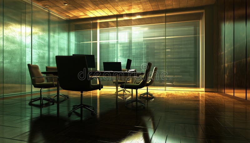 Modern Conference Room with Glass Window Stock Image - Image of ...