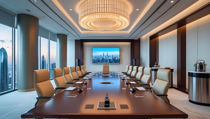A Modern Conference Room in a Hotel with High-tech Equipment and ...