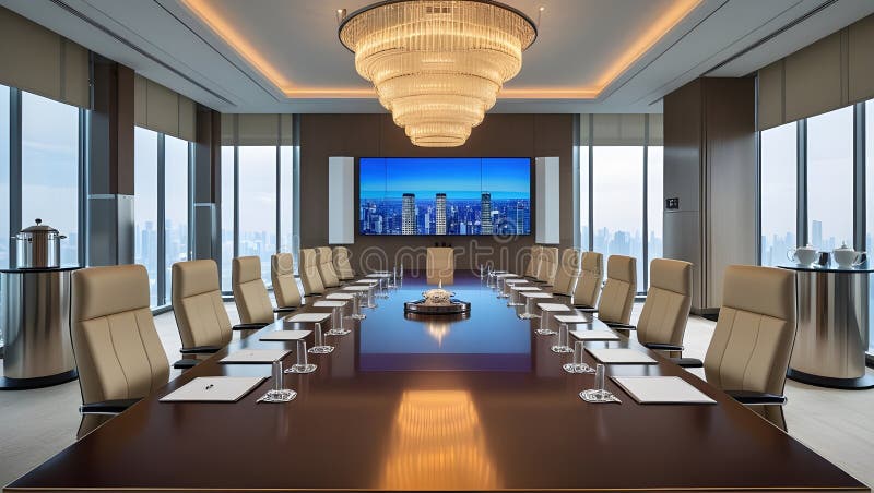 A Modern Conference Room in a Hotel with High-tech Equipment and ...