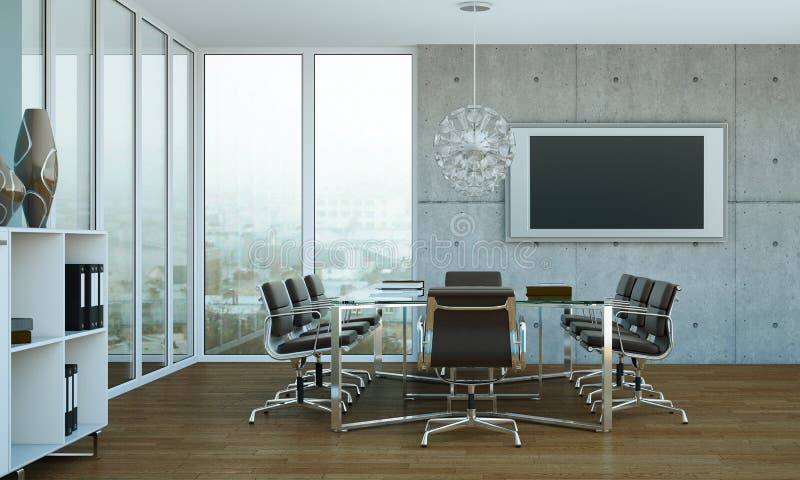 Modern Conference Room Interior Design. 3d Rendering Stock Illustration ...
