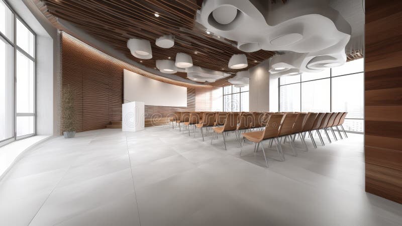 Modern Conference Room Interior Design Featuring Wood Paneling Stock ...