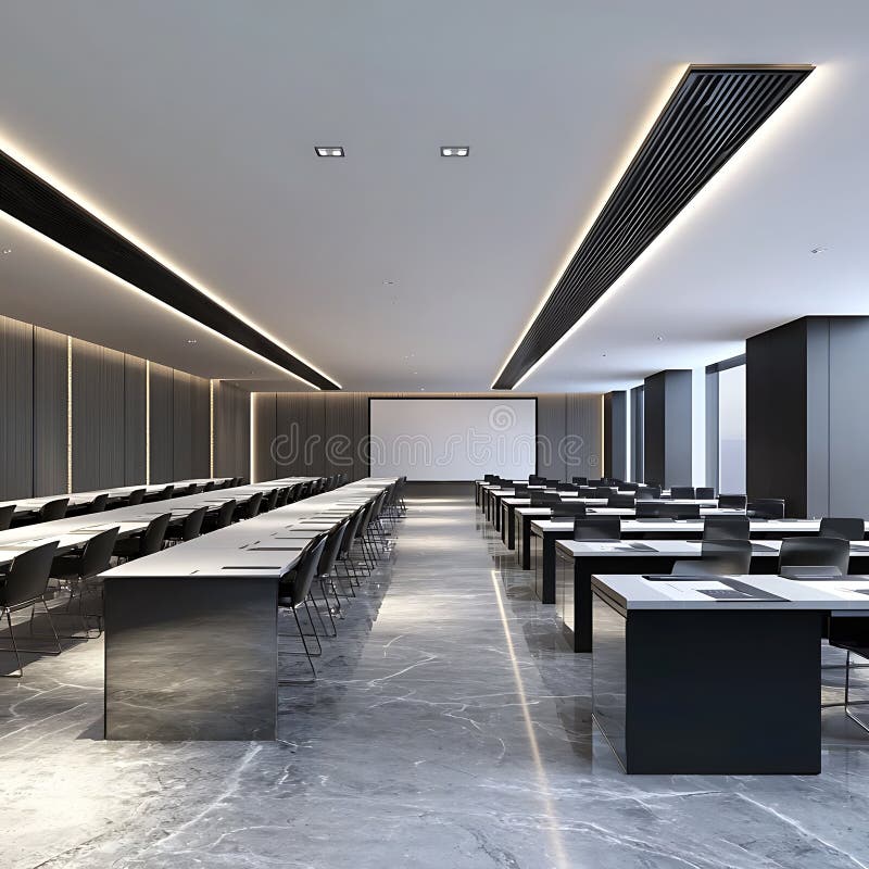 Modern Conference Room Interior Design Sleek Tables and Presentation ...
