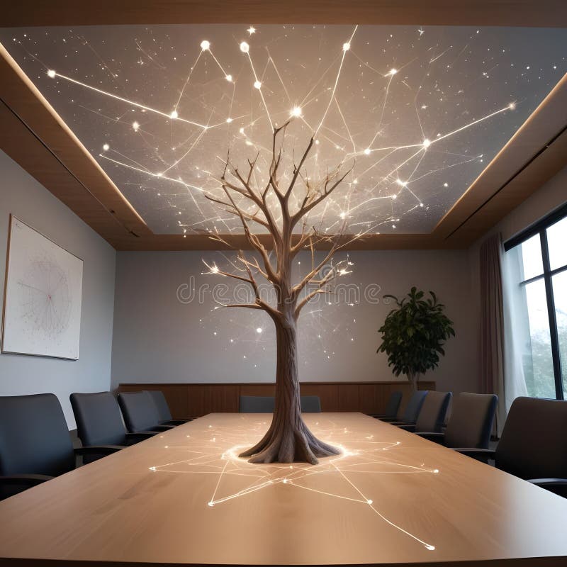 Modern Conference Room Interior with a Large Wooden Table, Chairs, and ...