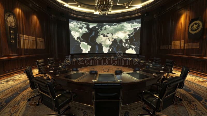 Modern Conference Room with Large Projection Screen Stock Image - Image ...