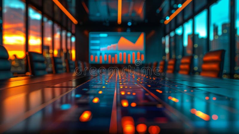 Modern Conference Room with Large Screen and Chairs Stock Image - Image ...