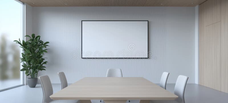 Modern Conference Room with Large Screen and Minimalist Design Stock ...