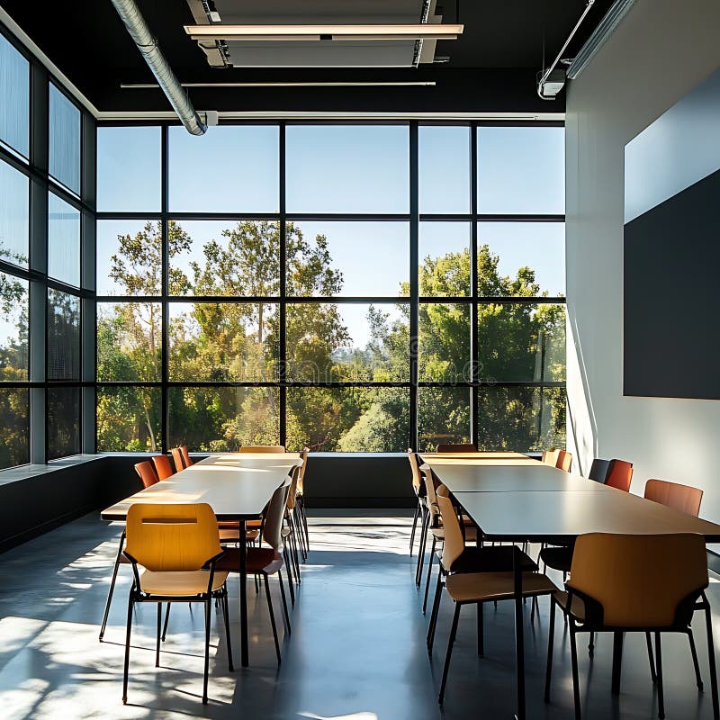 Modern Conference Room with Large Windows and Natural Light Stock ...