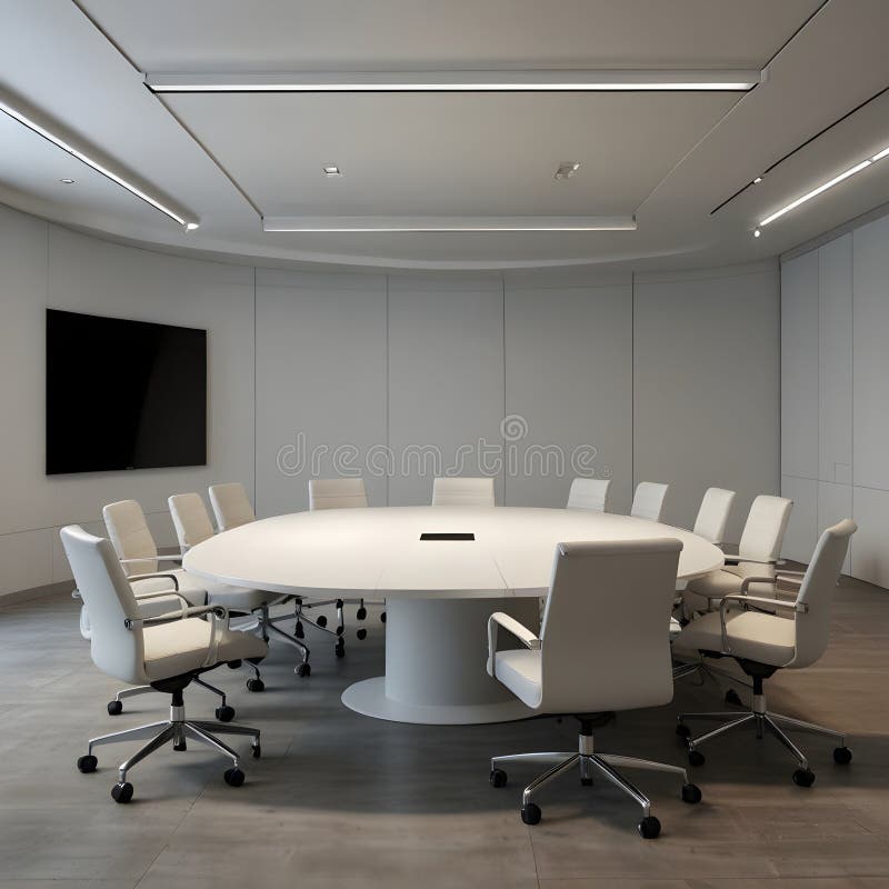 Modern Conference Room with LCD Screen and Sleek Minimalist Design ...