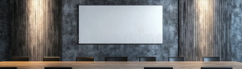 Modern Conference Room with a Long Table and a Blank Screen, Designed ...