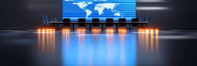 Modern Conference Room with Map Display a Sleek Conference Room ...