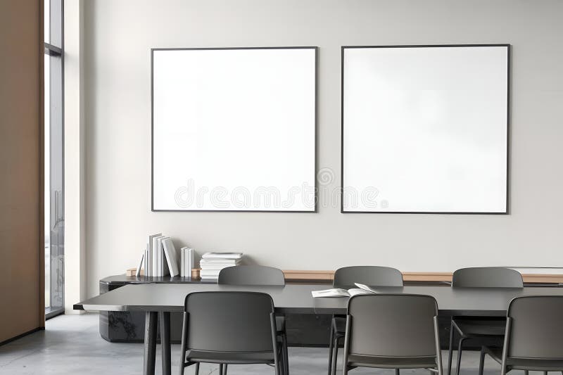 Modern Conference Room with Minimalistic Design and Blank Frames Stock ...