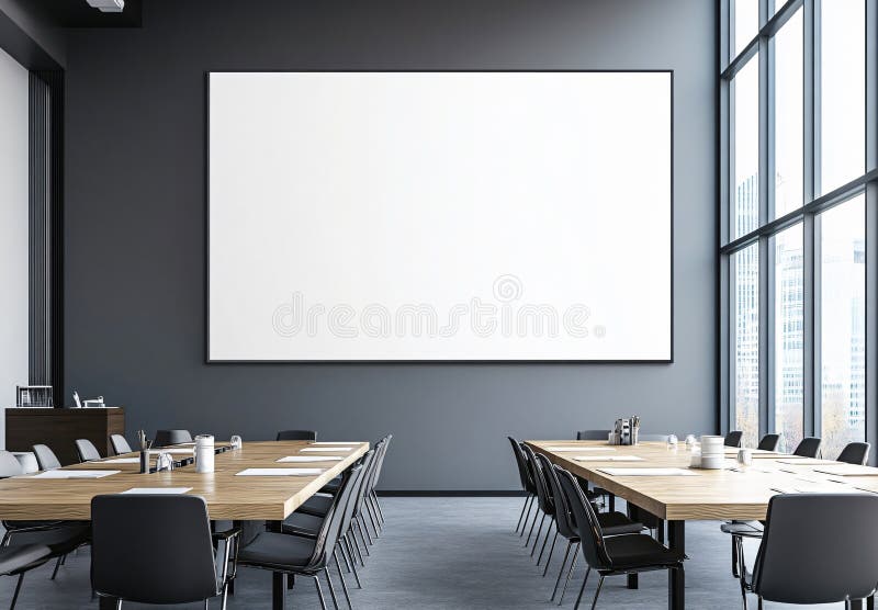 Modern Conference Room Mockup with Large Blank High Quality Image Stock ...