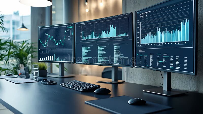 Conference Room with Real-time Analytics on Screens Stock Footage ...