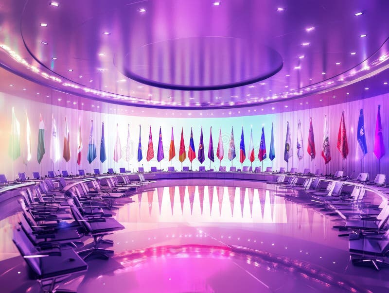 A Modern Conference Room with an Oval Table, Designed for Meetings or ...