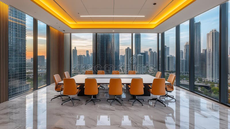 Modern Conference Room with Panoramic City Views (1 Stock Image - Image ...