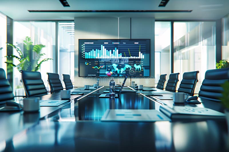 Modern Conference Room Ready for Presentation Stock Photo - Image of ...