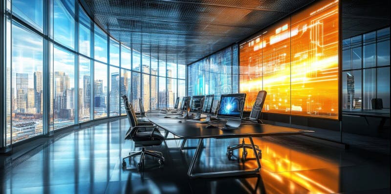 Modern Conference Room Reflects Urban Landscape and Data Flow ...