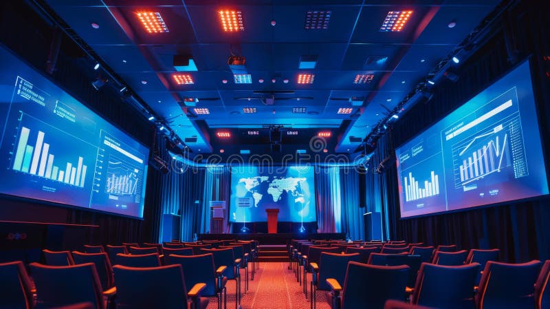 Conference Room with Data Projections Stock Photo - Image of generated ...