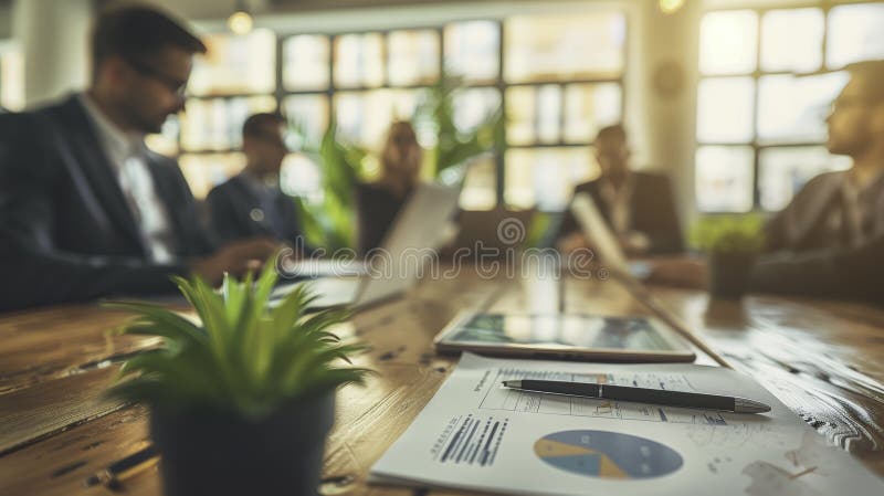 A Modern Conference Room Scene with Professionals Collaborating Over ...
