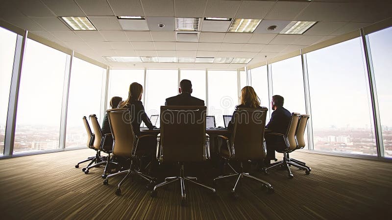 A Modern Conference Room Setting Spacious Design with Long Table and ...