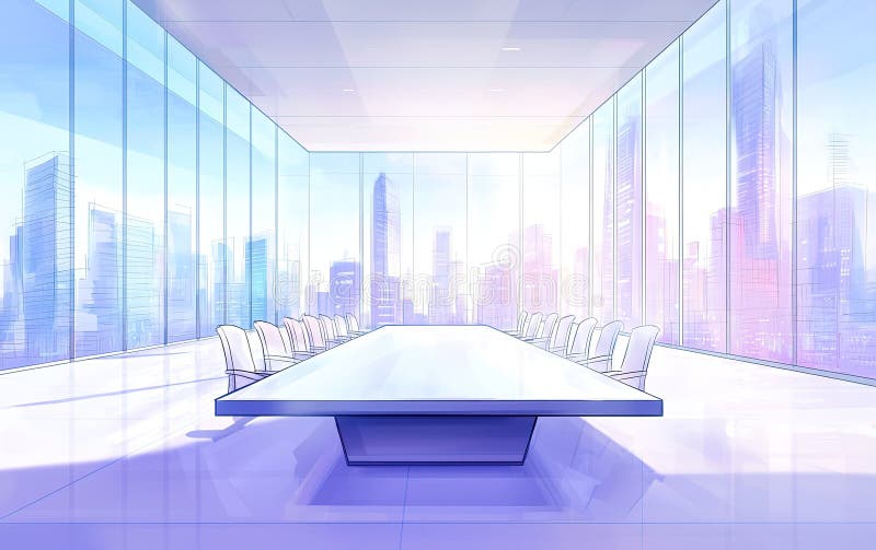 Modern Conference Room with a Skyline View and Bright Lighting in a ...