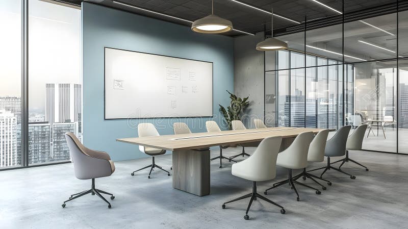 Modern Conference Room with Sleek Design Elements Stock Illustration ...