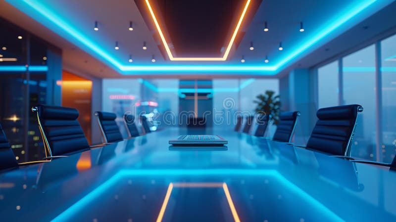 Modern Conference Room with Sleek Design and Vibrant Lighting Creates ...