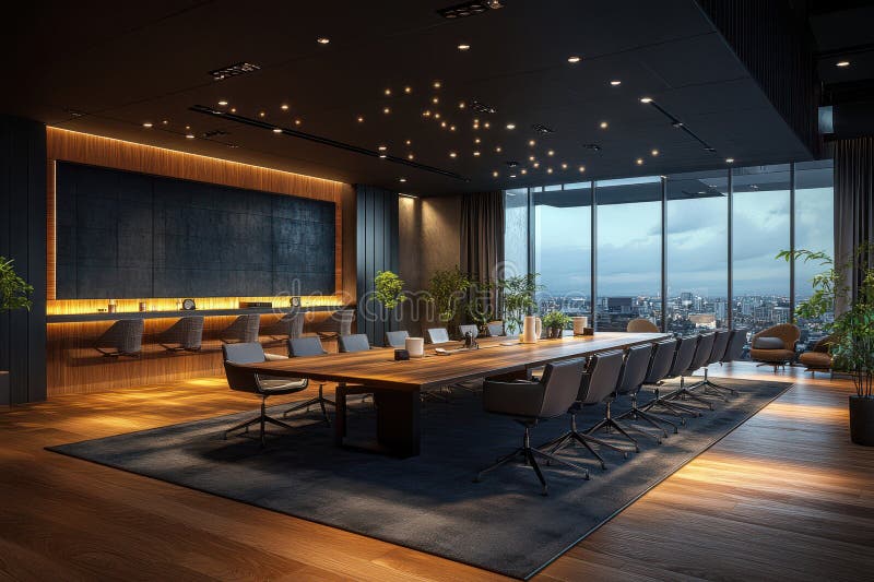 Modern Conference Room Stunning City View Luxury Office Design Stock ...