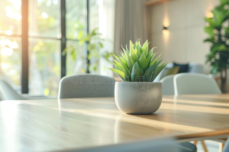 A Modern Conference Room Table with a Plant and Natural Light Stock ... A Modern Conference Room Table with a Plant and Natural Light Stock ...