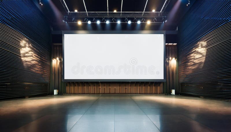 Modern Conference Stage with Large Blank Screen in a Hall. 3D Rendering ...